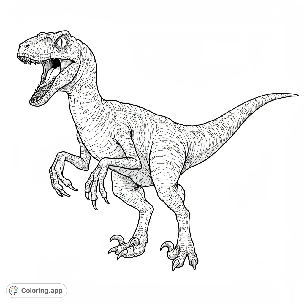 Velociraptor: Detailed Dinosaur Coloring Page - Coloring.app