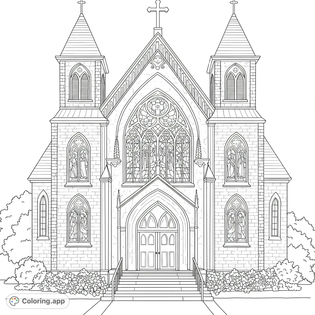 Catholic Church Coloring Page - Coloring.app