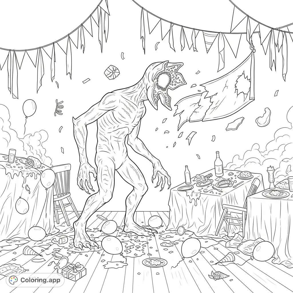 Demogorgon Party Aftermath - Coloring.app