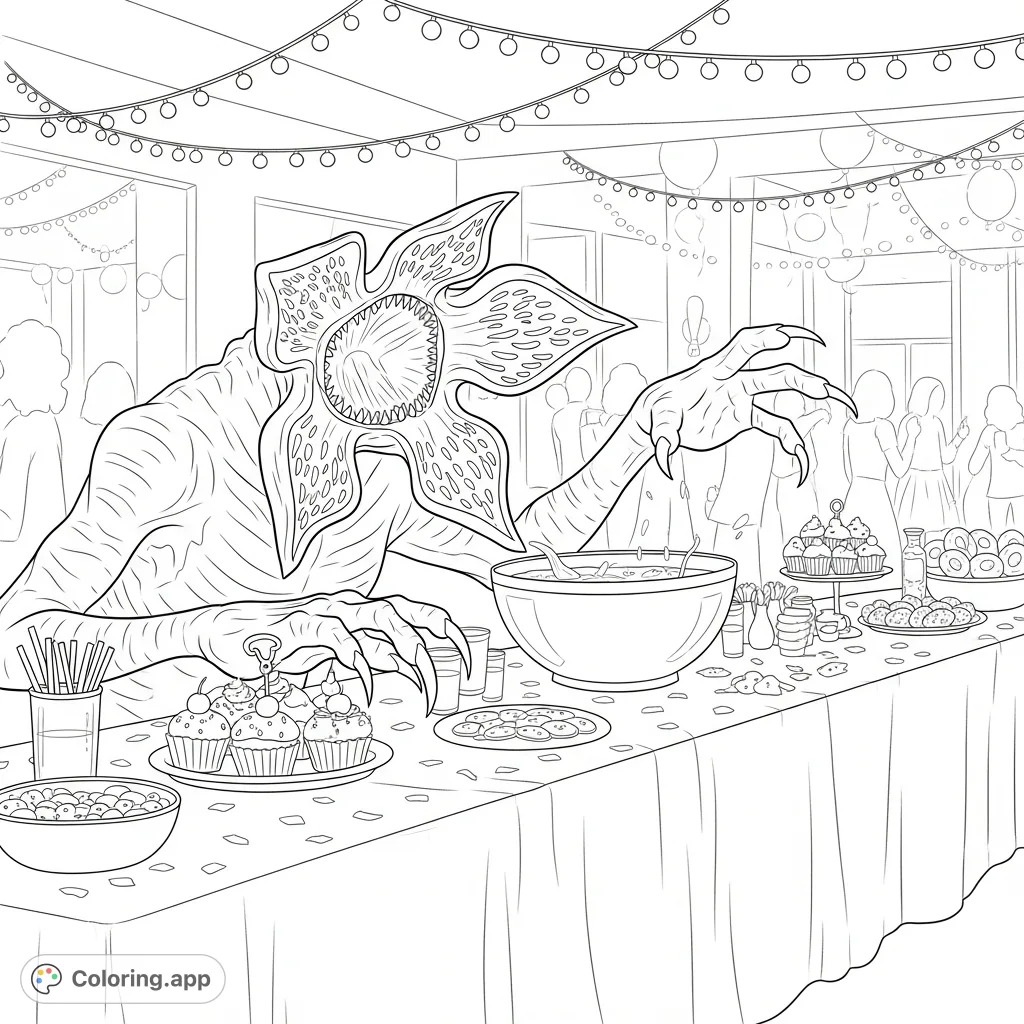 Demogorgon Party Buffet Feast - Coloring.app