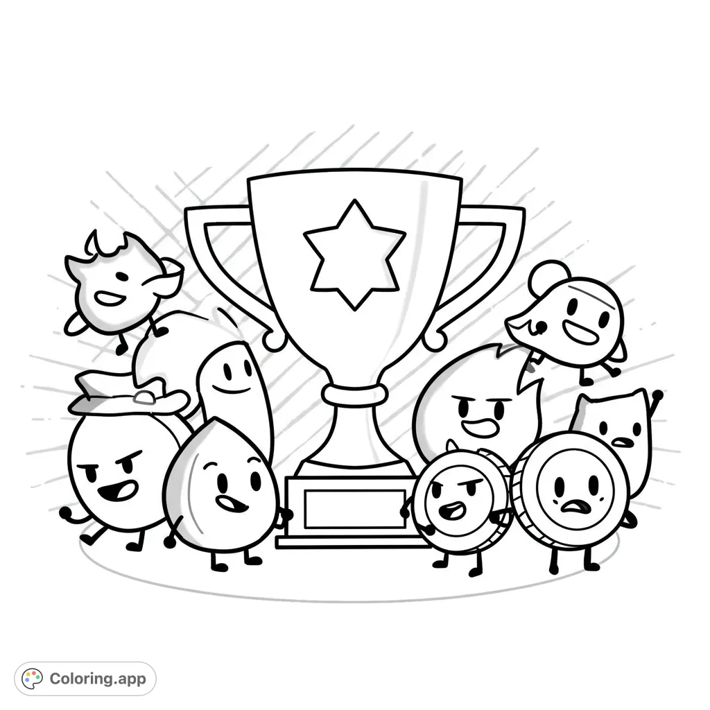 battle for dream island characters coloring pages