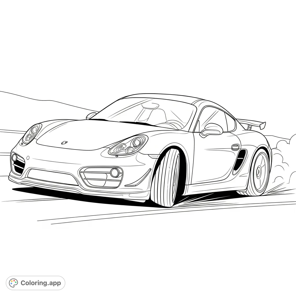 Dynamic Drifting Sports Coupe - Coloring.app