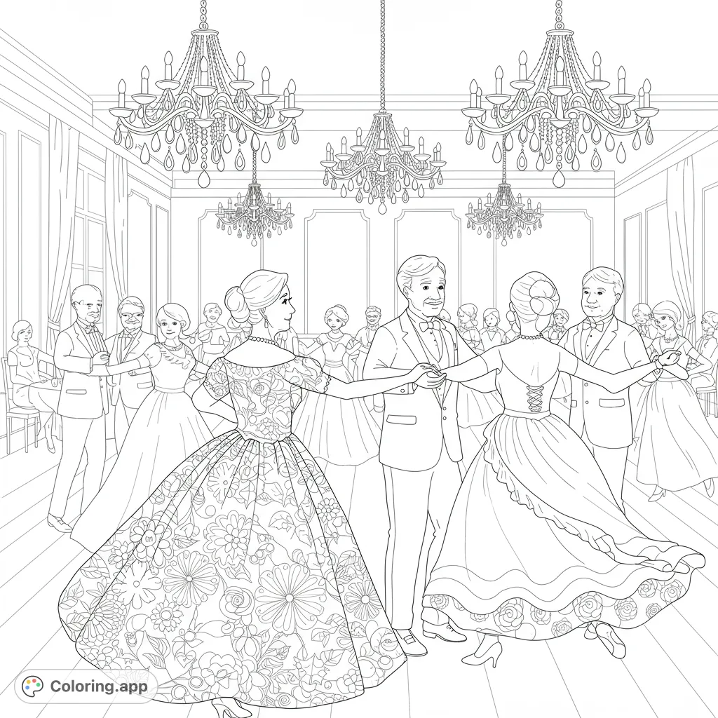 Elegant Ballroom Dance Gala - Coloring.app
