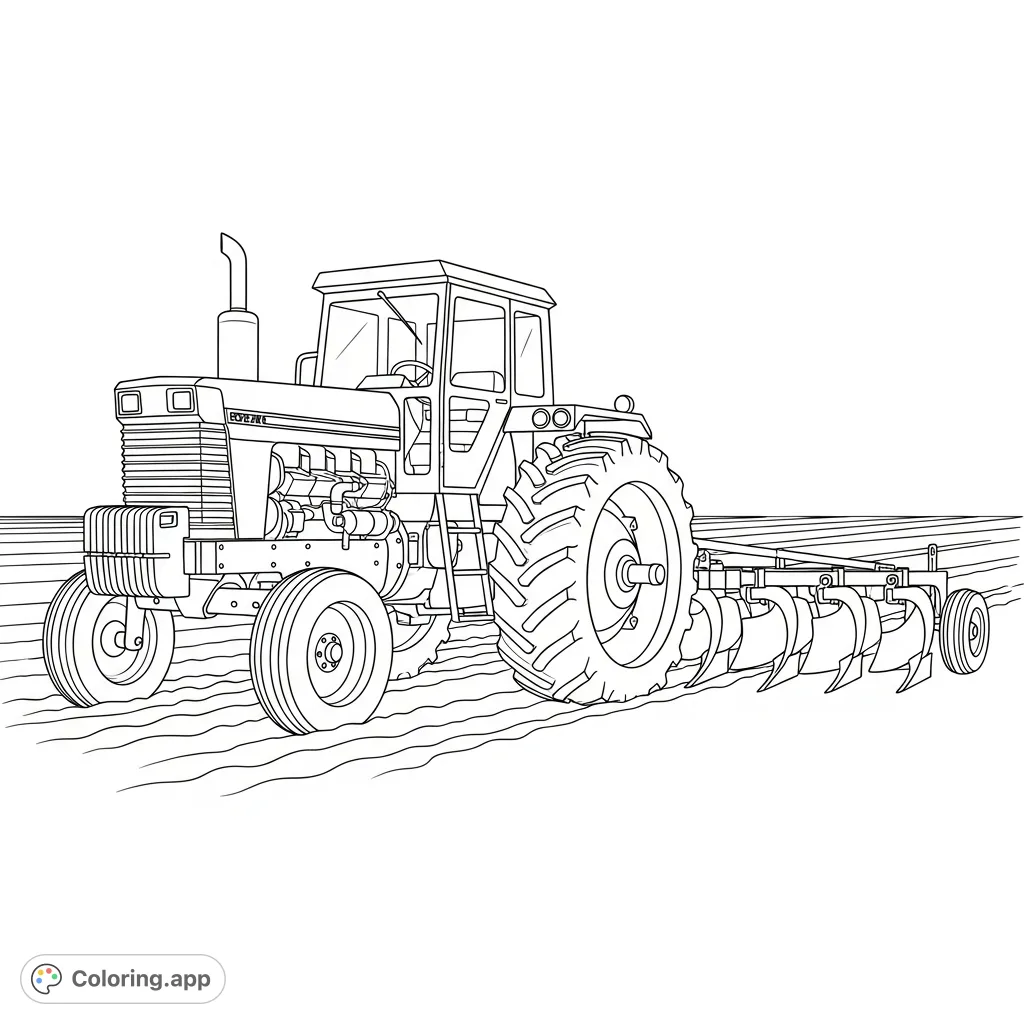 Farm Tractor with Plow - Coloring.app