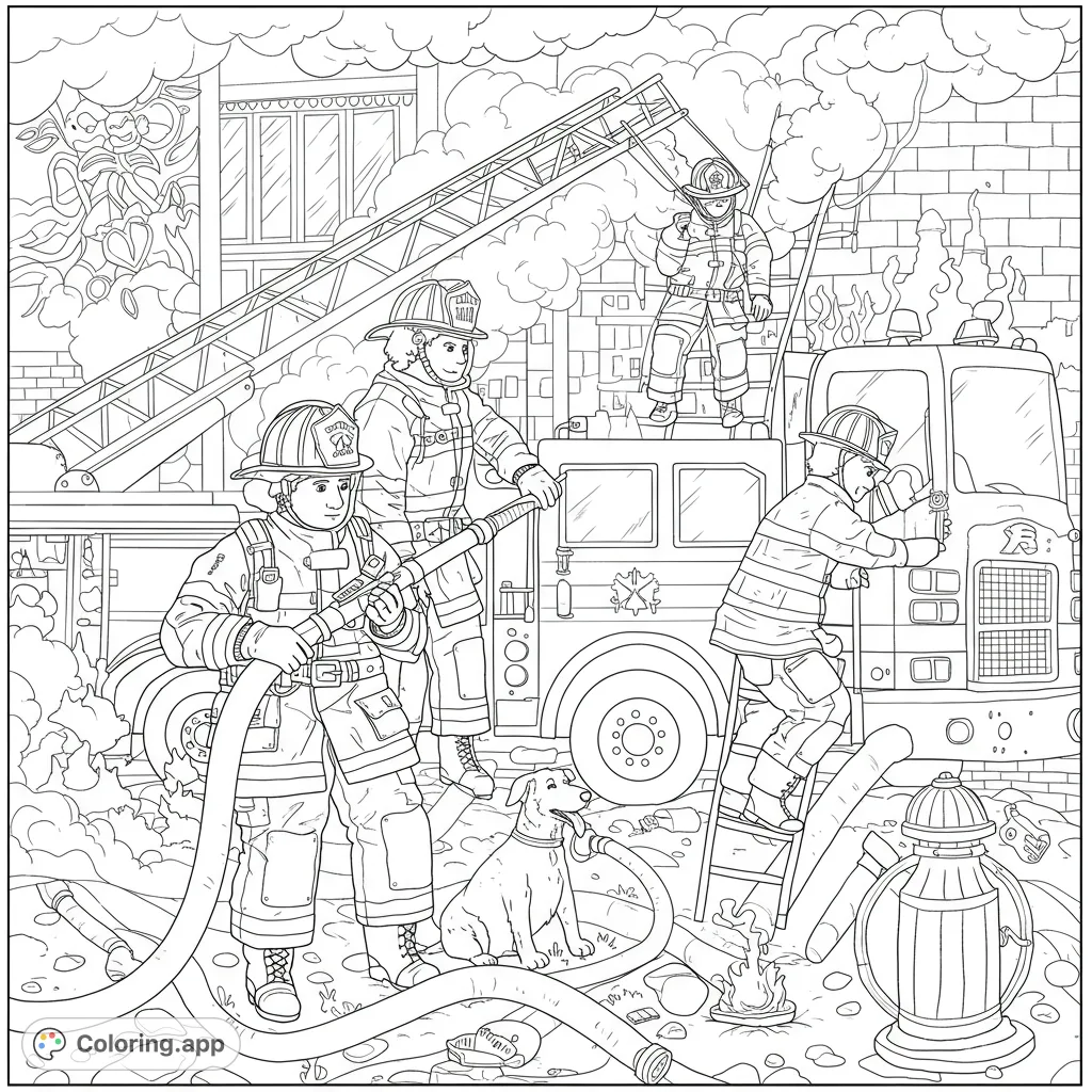 Firefighters to the Rescue - Coloring.app