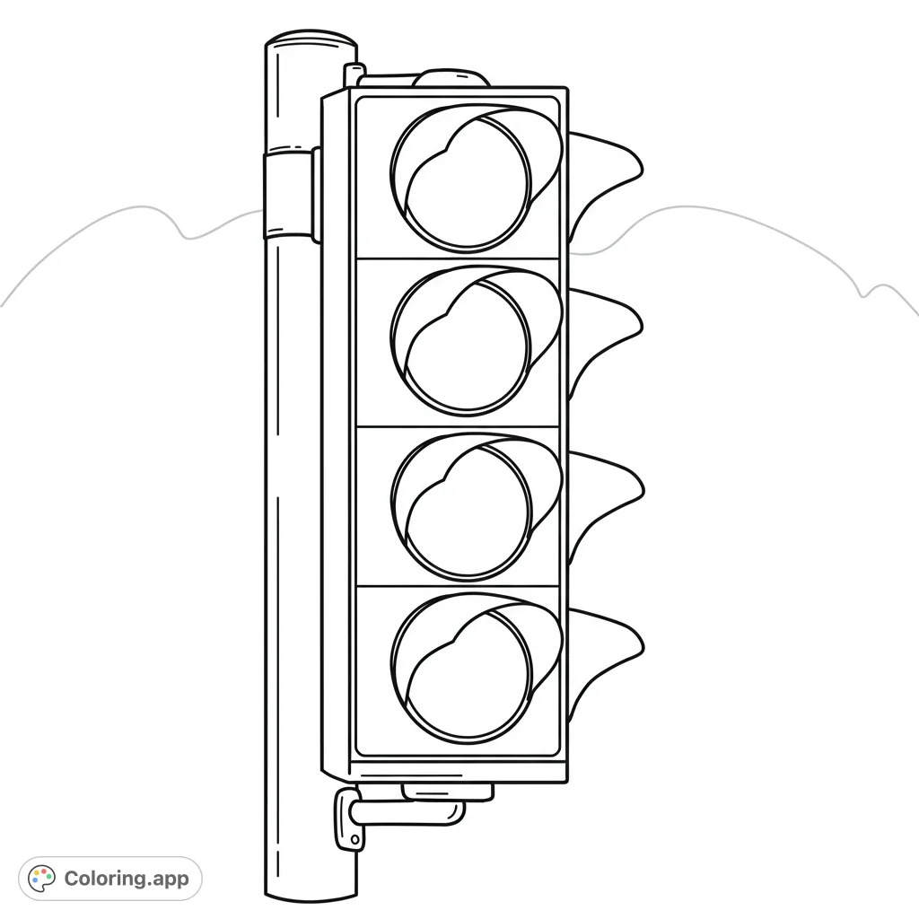 Four-Light Traffic Signal - Coloring.app