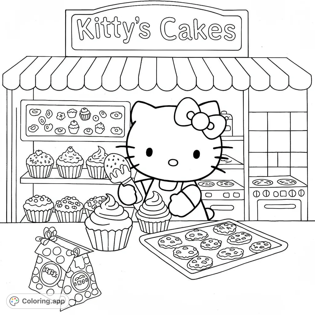 Hello Kitty's Sweet Bakery - Coloring.app
