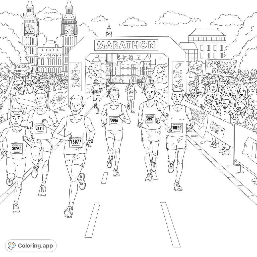 London Marathon Race Day - Coloring.app