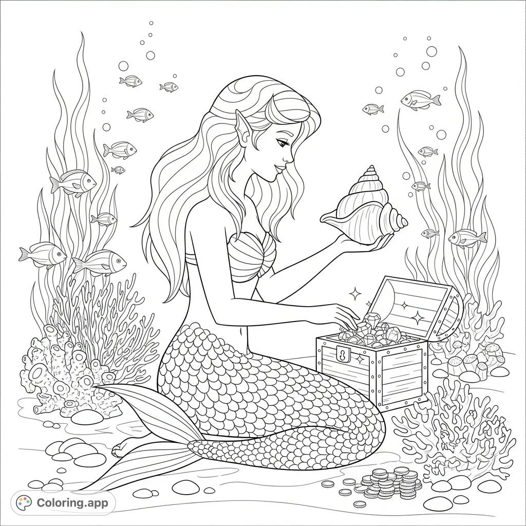 Mermaid's Ocean Treasure Hunt - Coloring.app