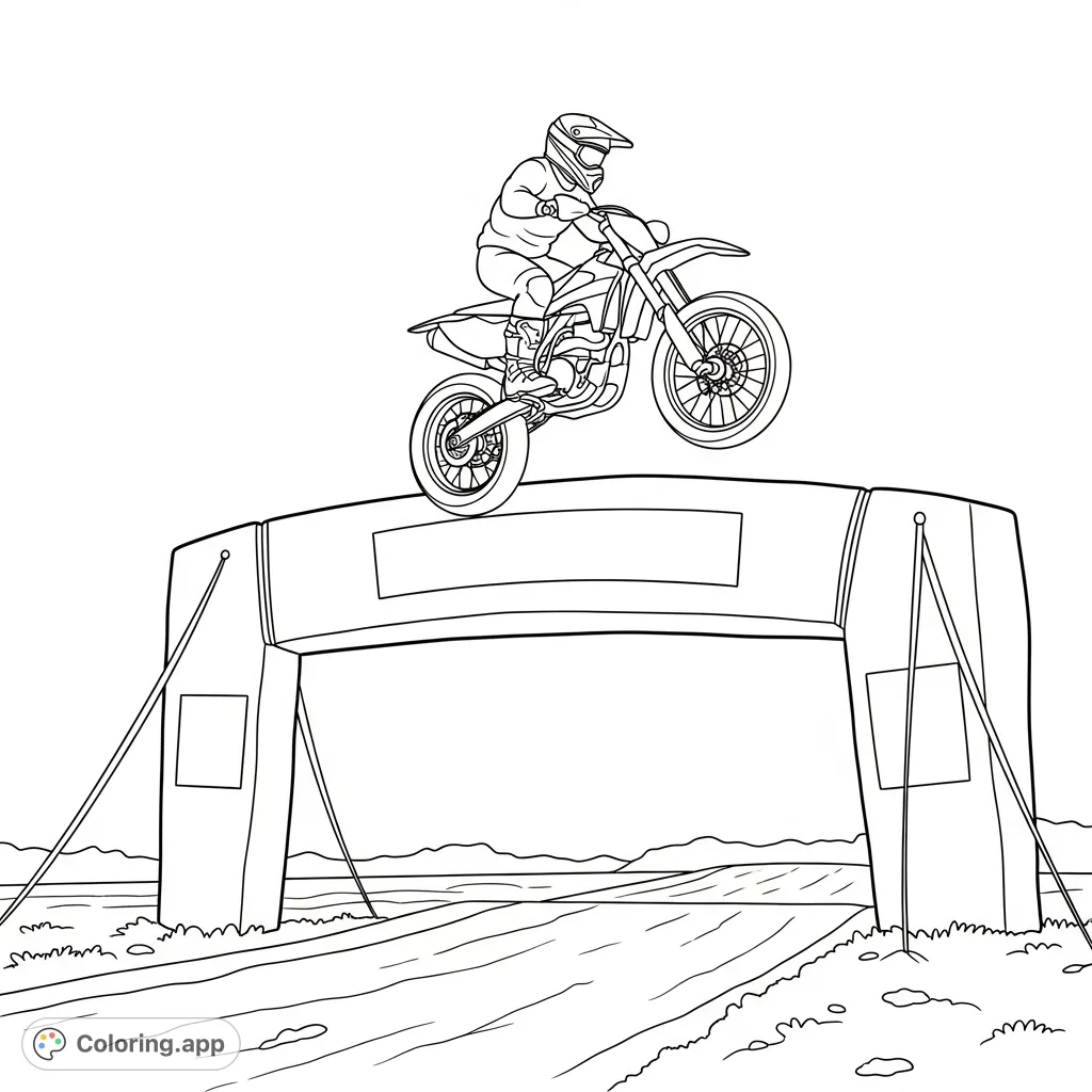 Motocross Finish Line Jump - Coloring.app