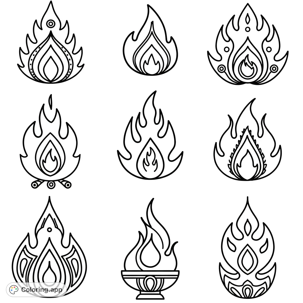 flame coloring sheet