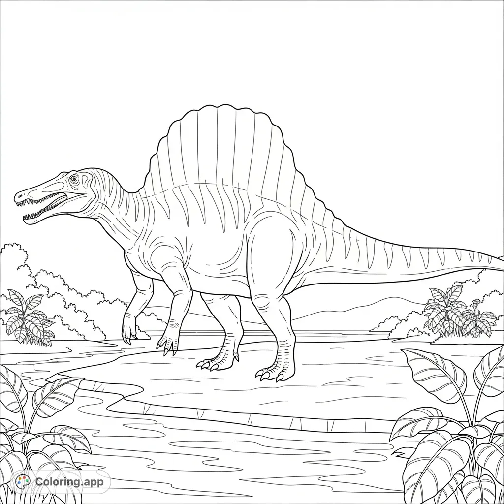 Spinosaurus by the River - Coloring.app