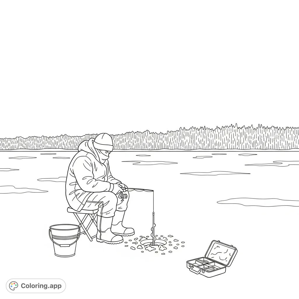 ice fishing coloring