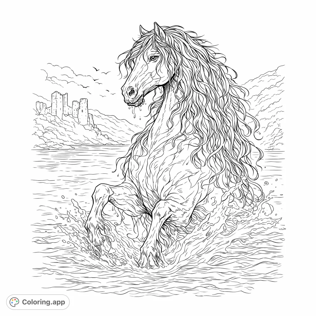 Mystical Water Horse - Coloring.app