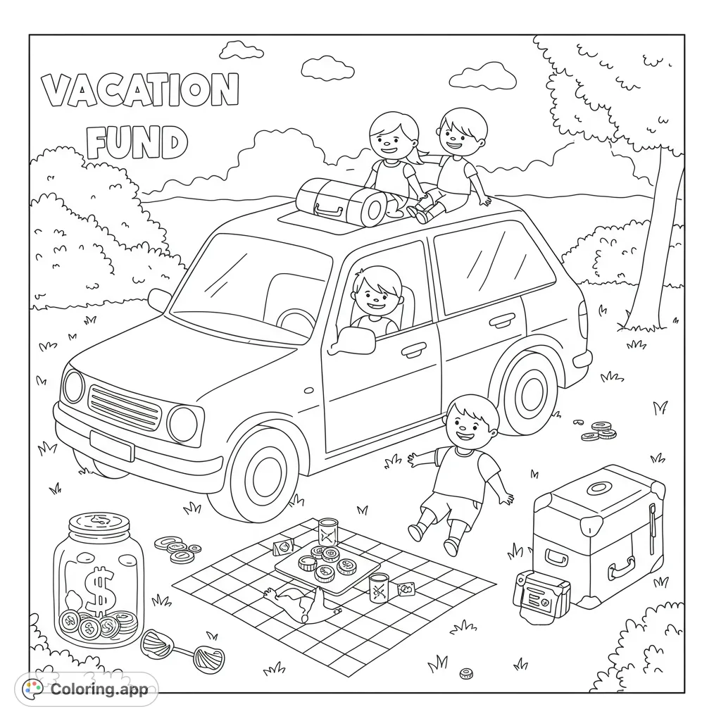 Family Road Trip Coloring Page - Coloring.app