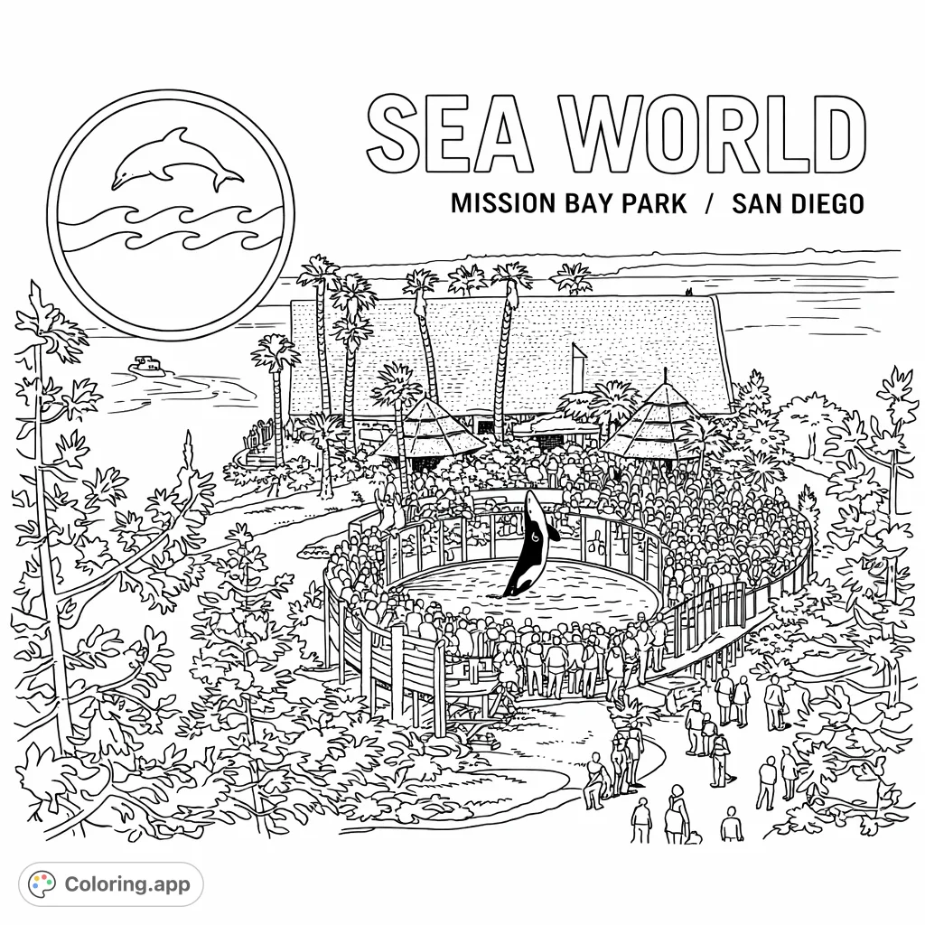 Marine Park Show Excitement - Coloring.app