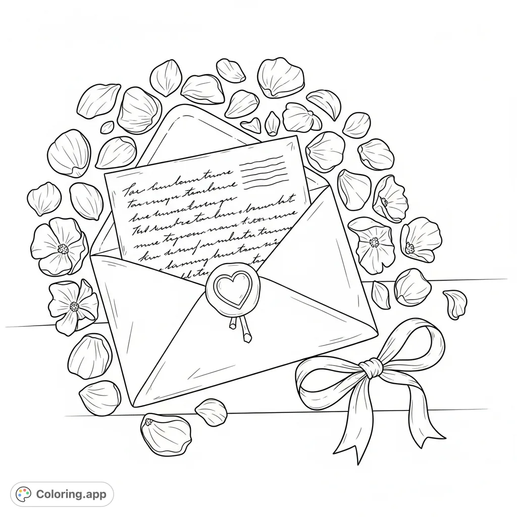 Antique Love Letter Arrangement - Coloring.app
