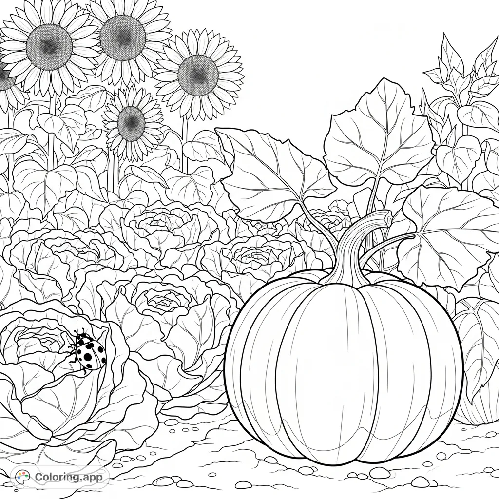 Bountiful Vegetable Patch - Coloring.app