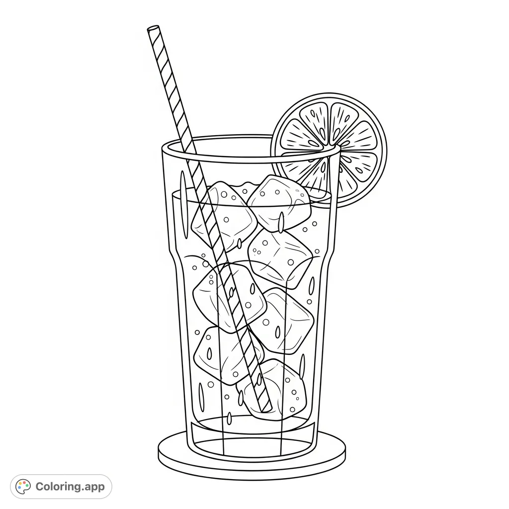 Bubbly Soda with Lemon and Ice - Coloring.app