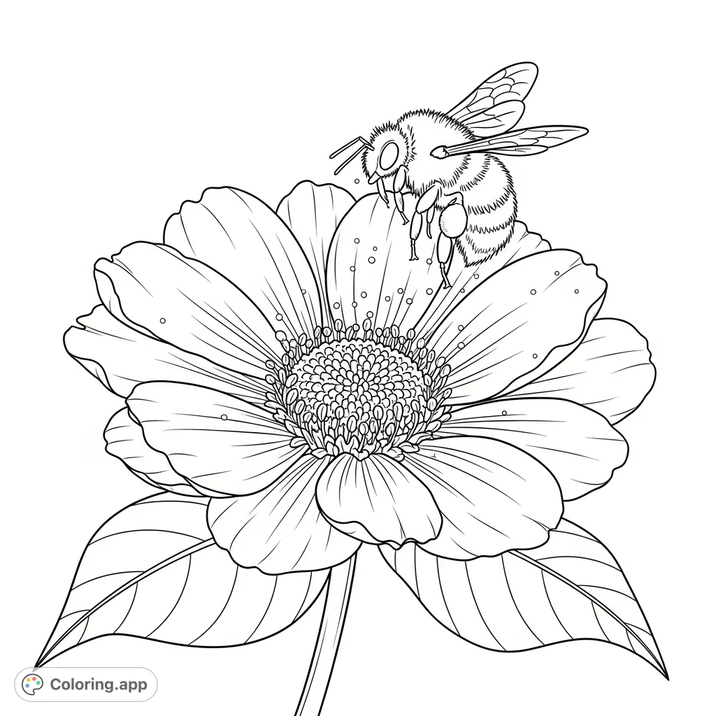 Bumblebee Heart Flower - Coloring.app