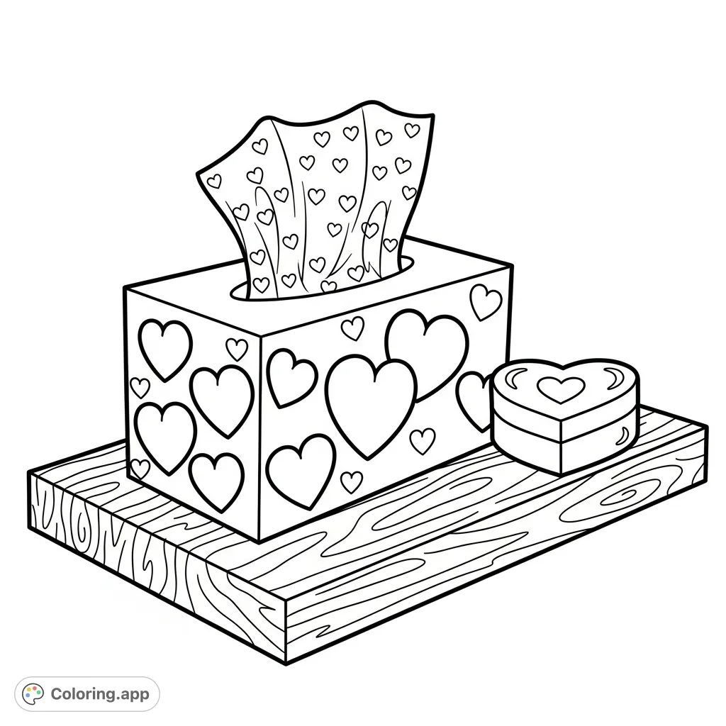 Comforting Hearts and Tissue - Coloring.app