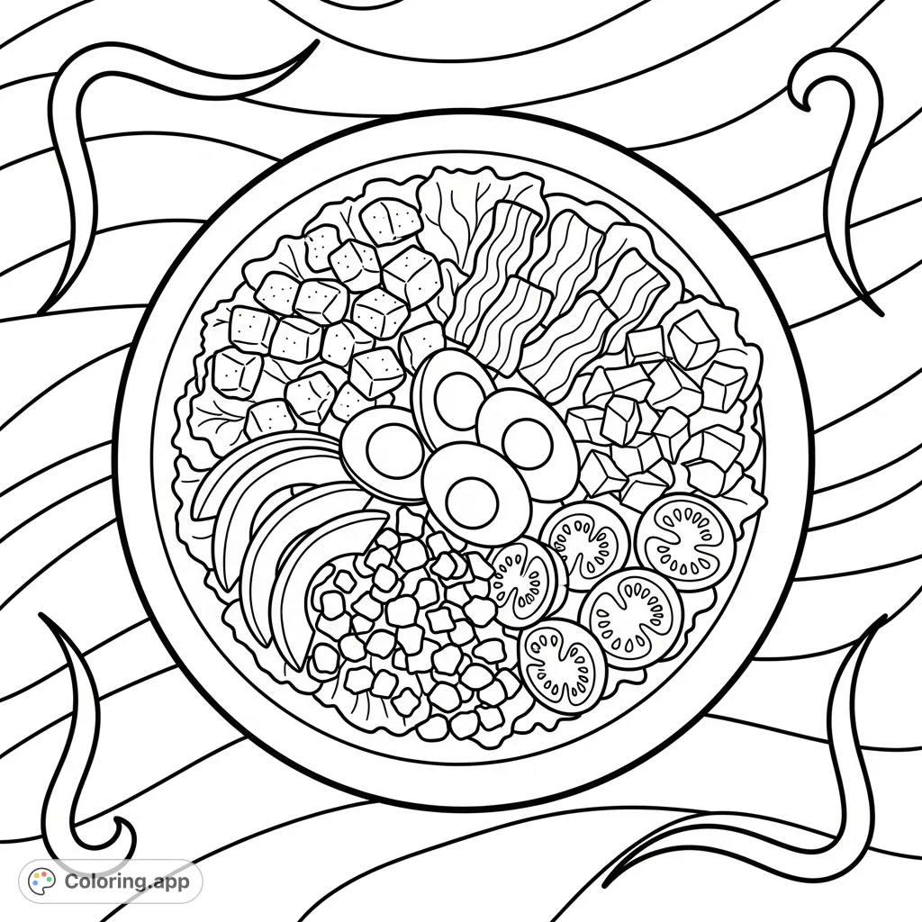 Cute Cobb Salad Plate - Coloring.app