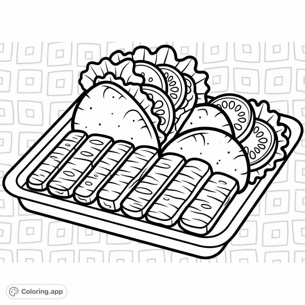 Cute Doner Kebab Meal - Coloring.app