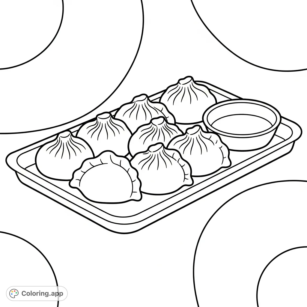 Cute Dumpling Meal Tray - Coloring.app