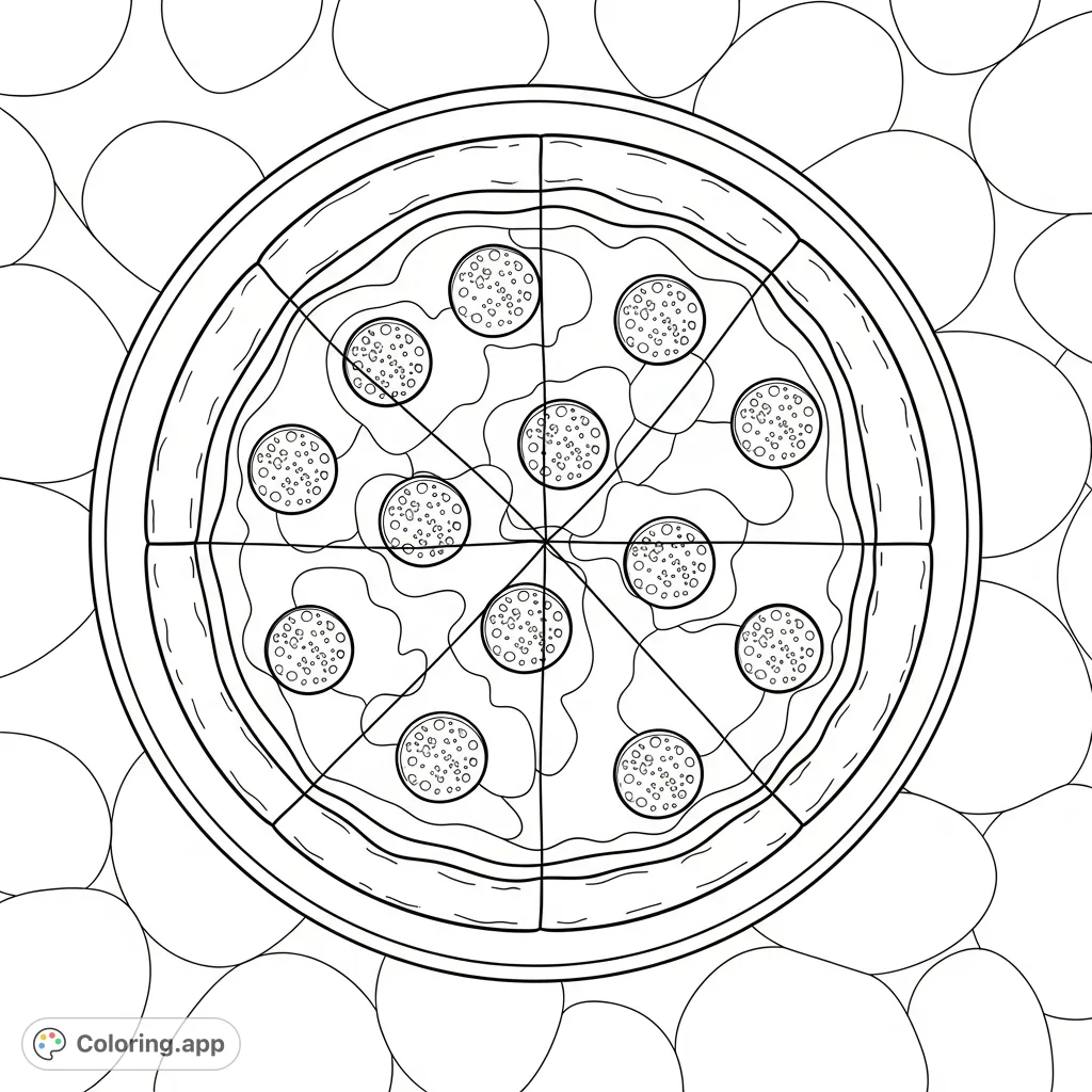 Cute Pepperoni Pizza Plate - Coloring.app