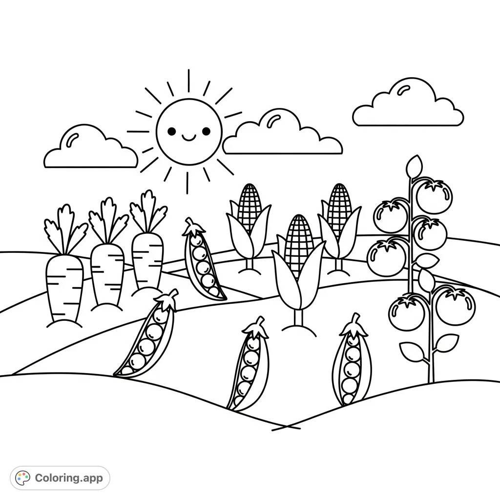 Cute Vegetable Patch Fun - Coloring.app
