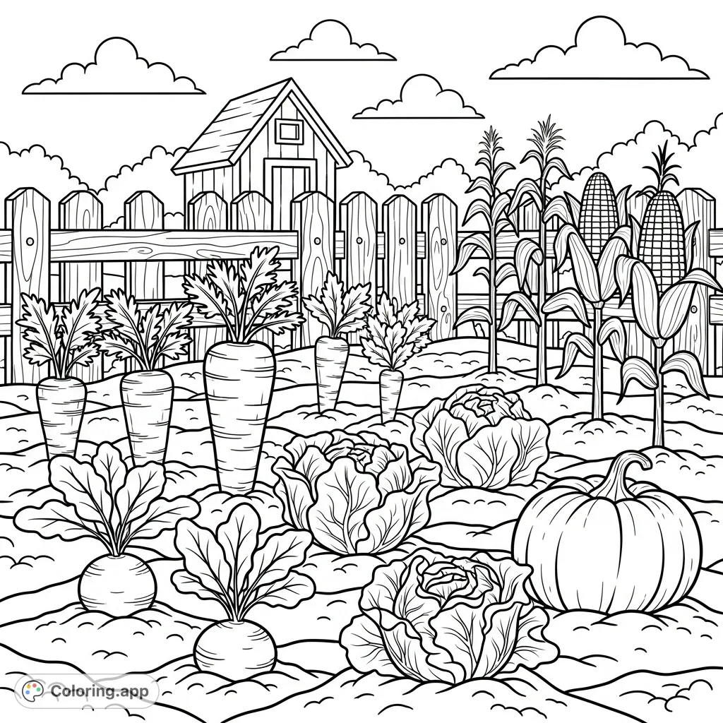 Cute Vegetable Patch Garden - Coloring.app