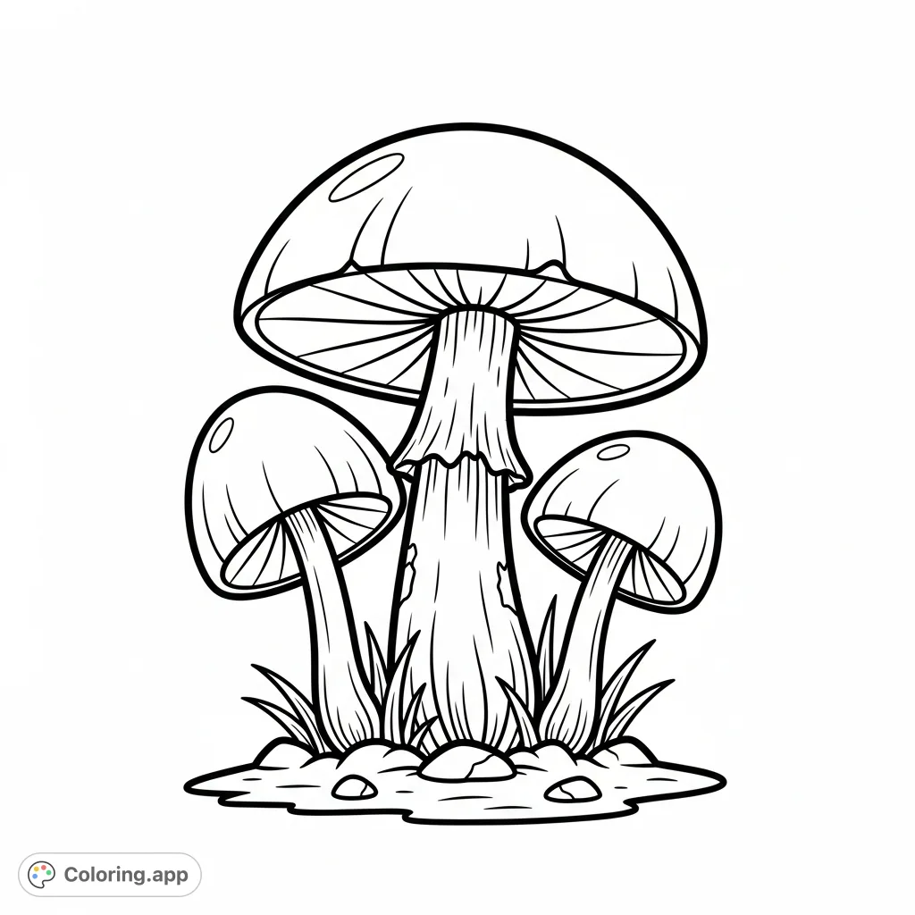 Forest Mushroom Cluster - Coloring.app
