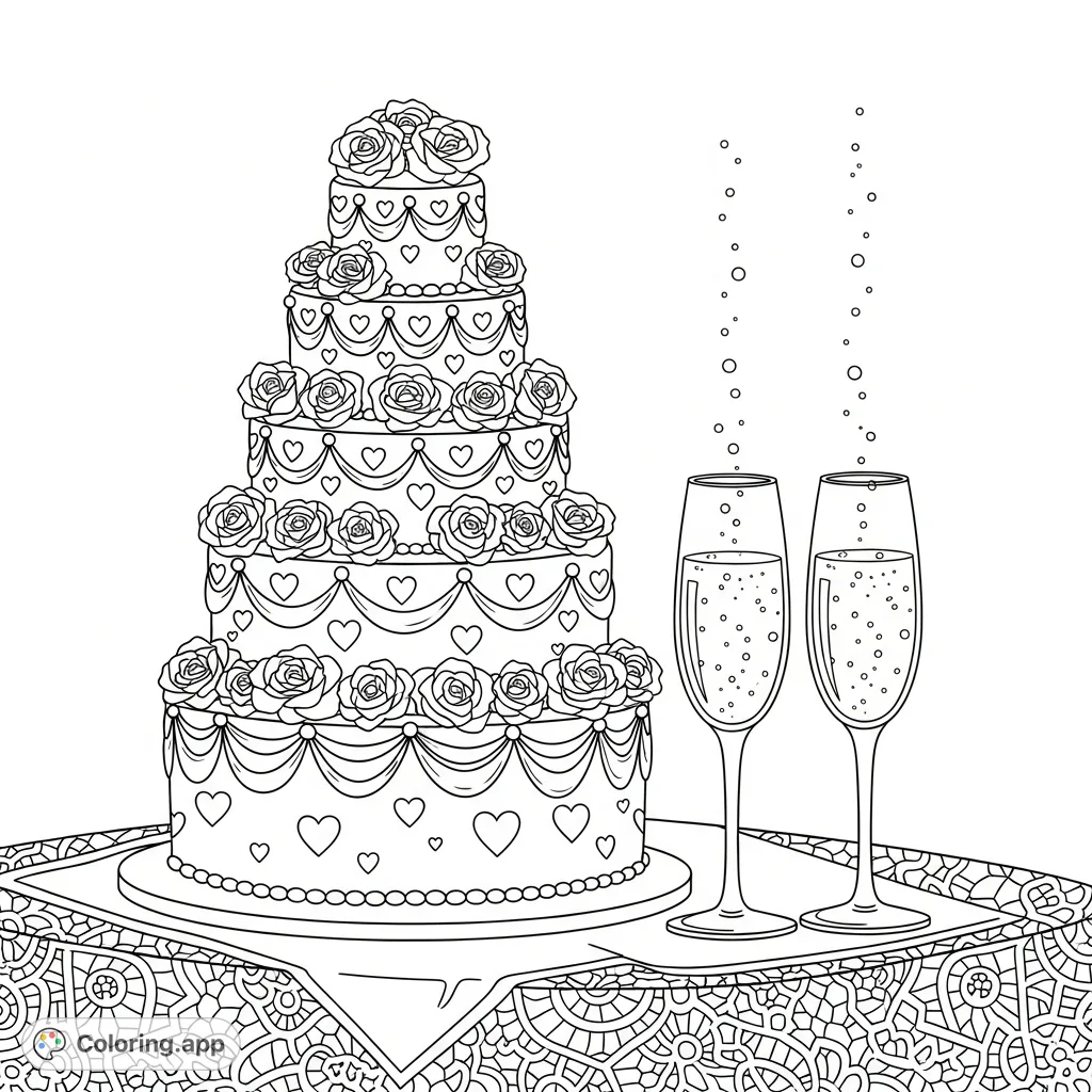 Grand Celebration Cake - Coloring.app