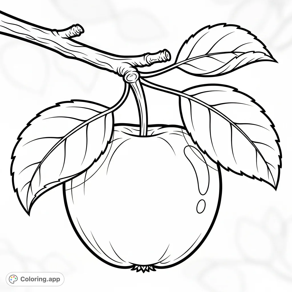 Perfectly Ripe Fruit on Branch - Coloring.app