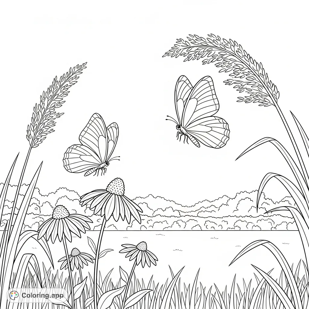 Playful Butterflies Meadow Garden - Coloring.app