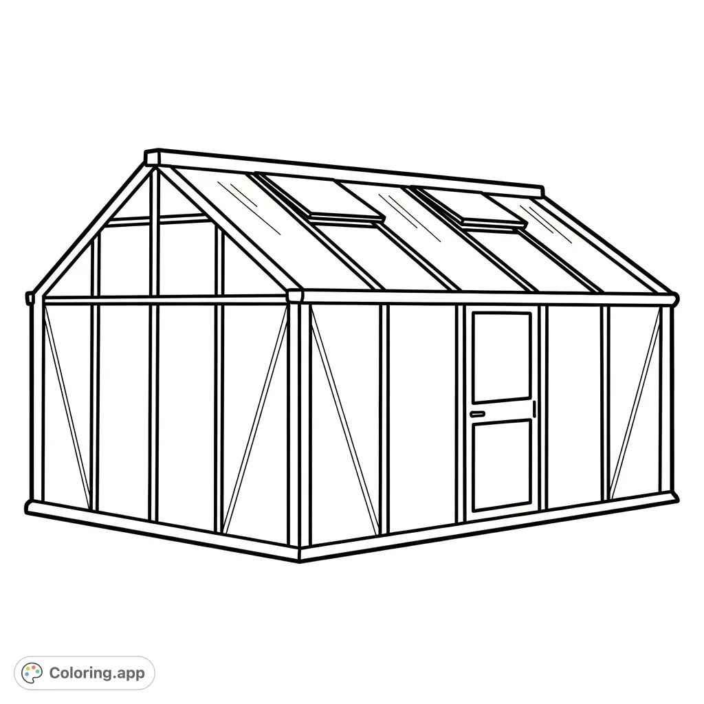 Simple Greenhouse Outline - Coloring.app