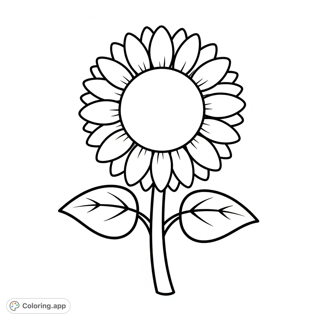 Simple Smiling Sunflower Blossom - Coloring.app