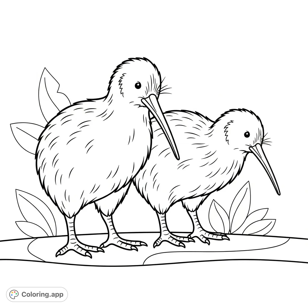 Two Friendly Kiwis - Coloring.app