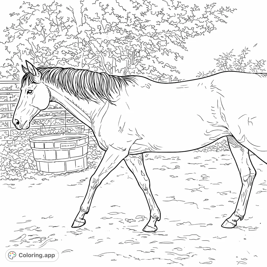 Majestic Horse Walking - Coloring.app