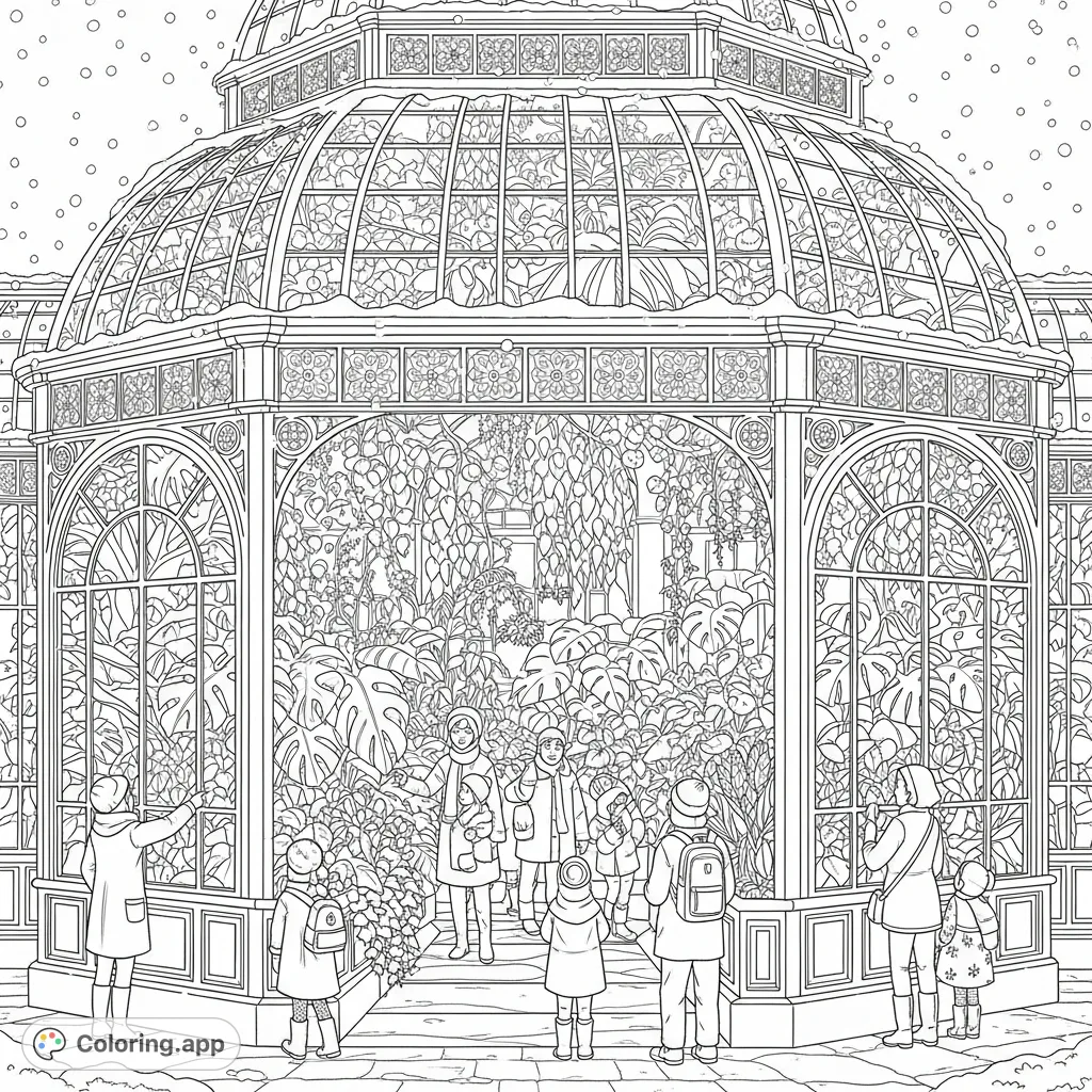 Victorian Greenhouse Winter Wonderland - Coloring.app