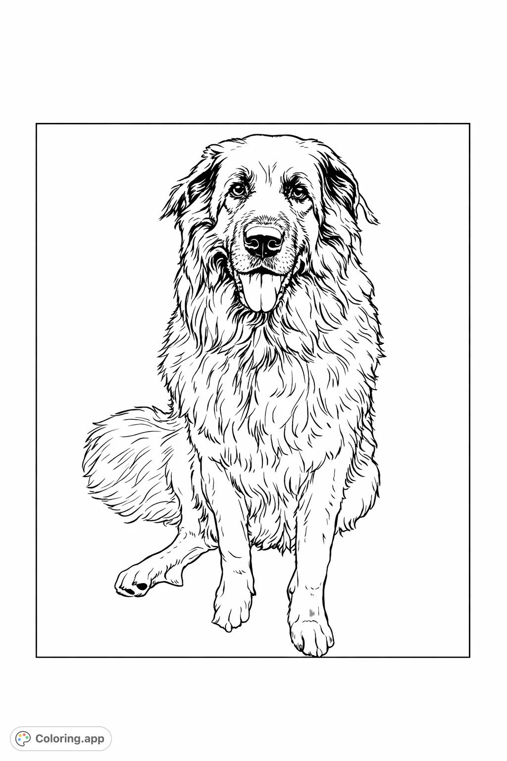 Majestic Shaggy Dog Portrait - Coloring.app