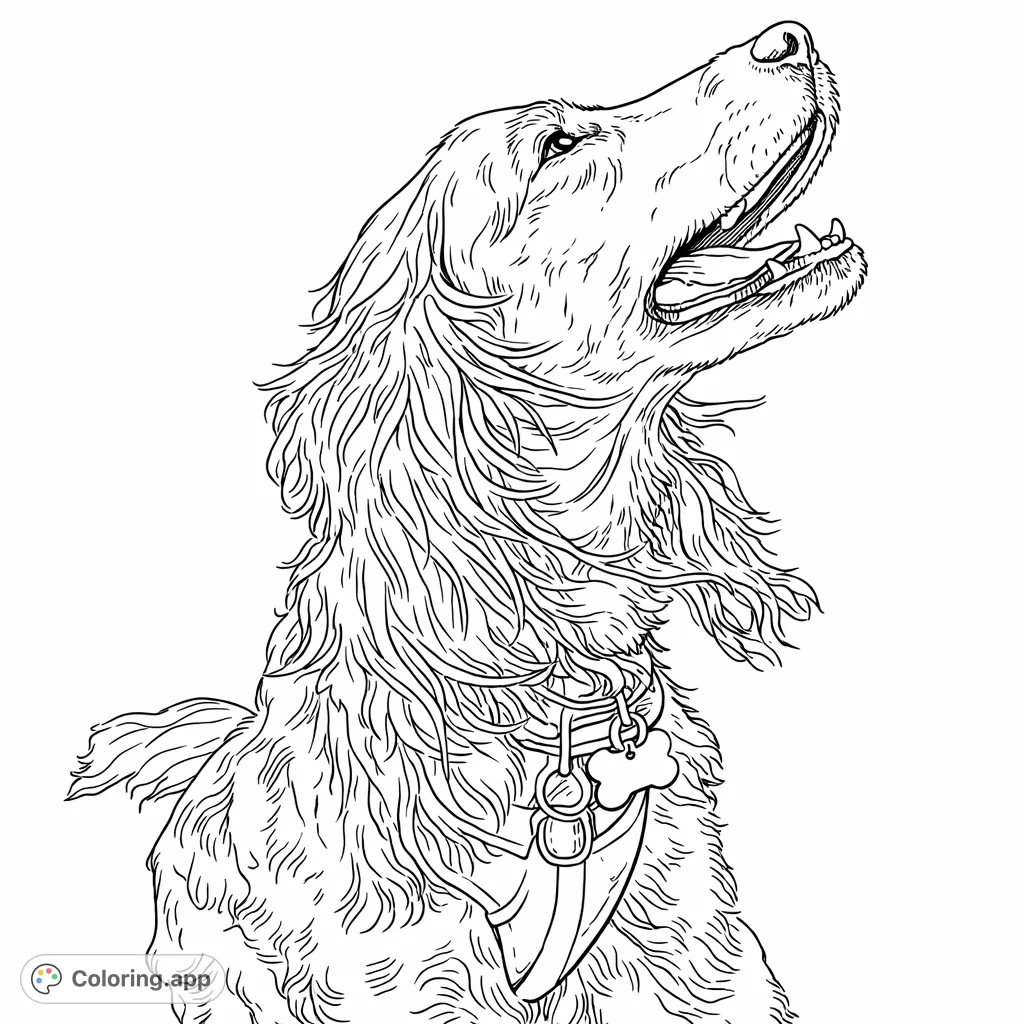 Wind-Swept Dog Portrait - Coloring.app