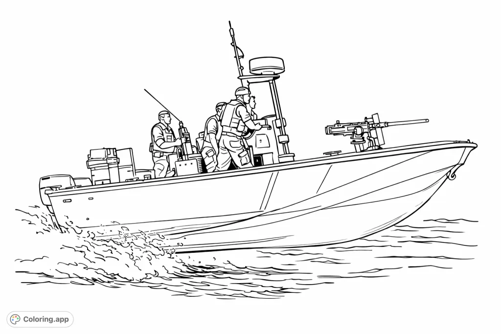 High-Speed Patrol Boat Leap - Coloring.app