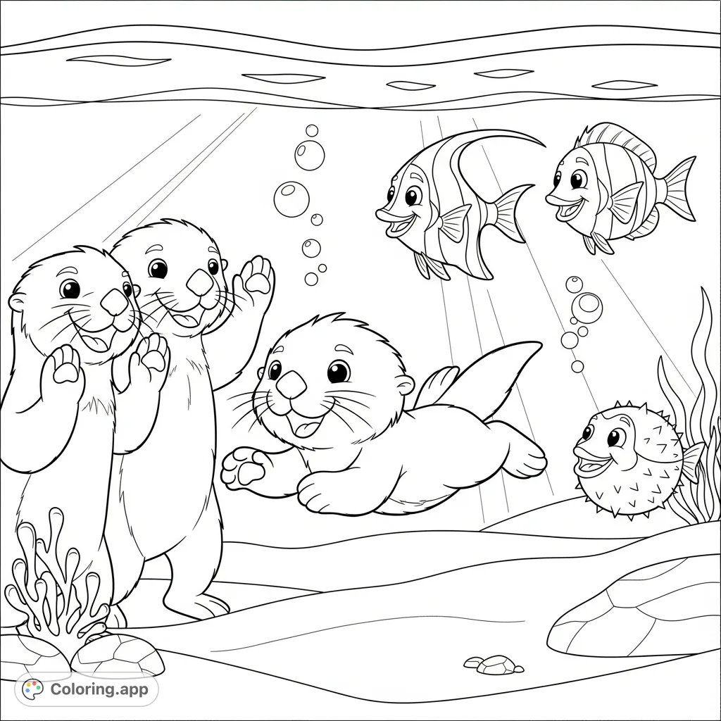 Confident Sea Otter Race - Coloring.app