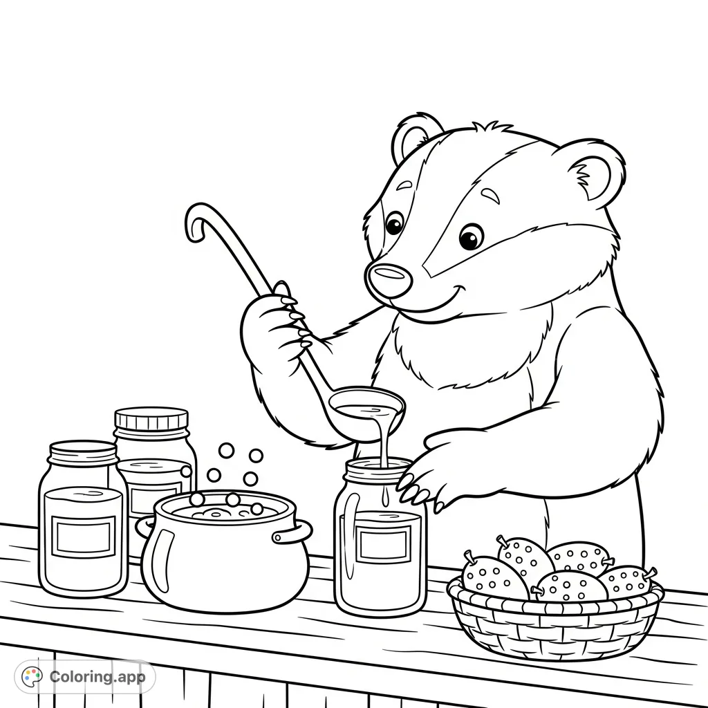 Cozy Badger Jam Session - Coloring.app