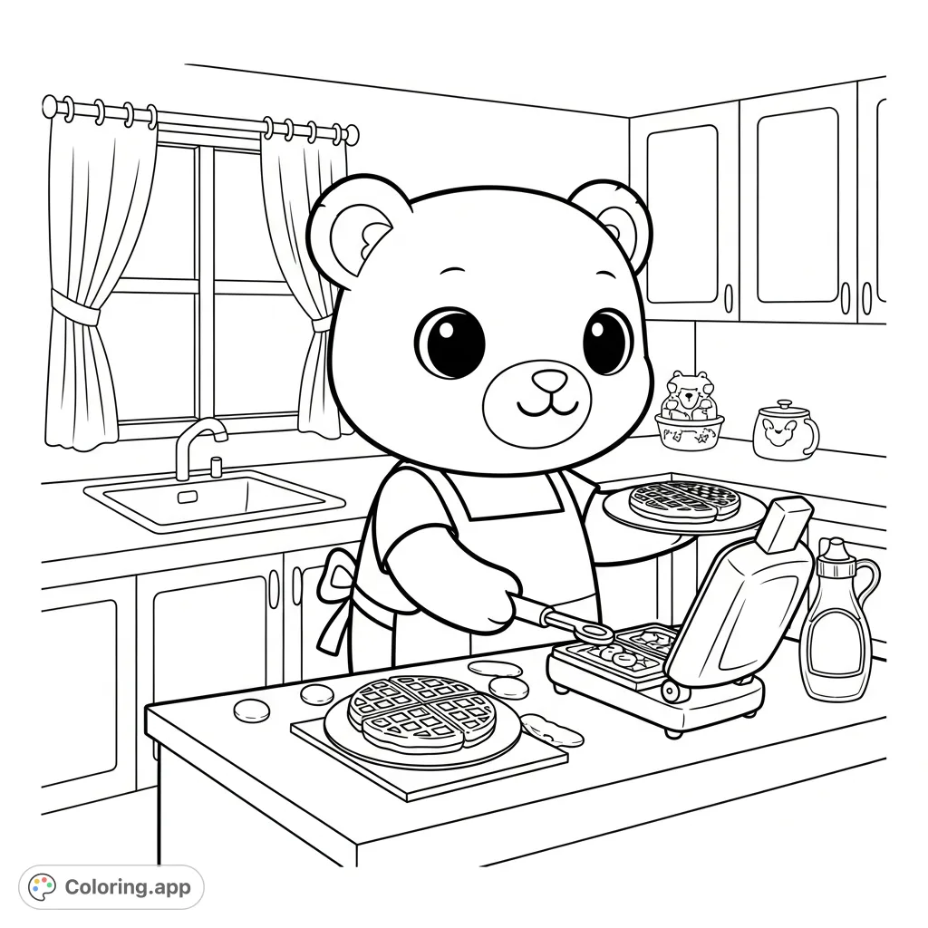 Cozy Bear Waffle Kitchen - Coloring.app
