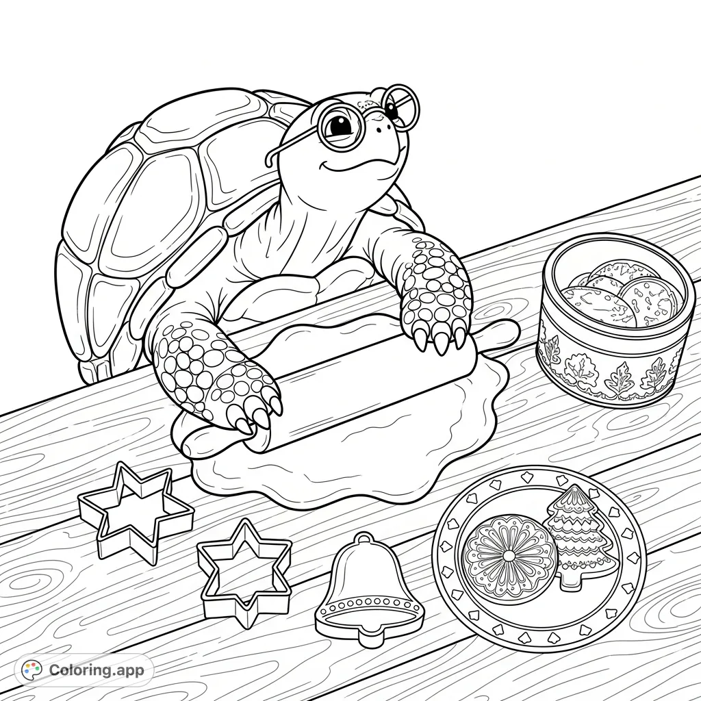 Cozy Tortoise Cookie Baking - Coloring.app