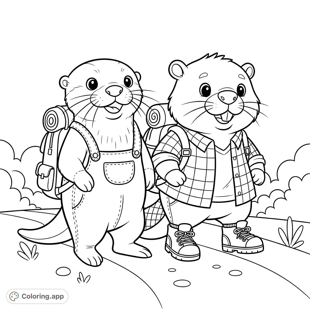 Cute Animal Hiking Buddies - Coloring.app