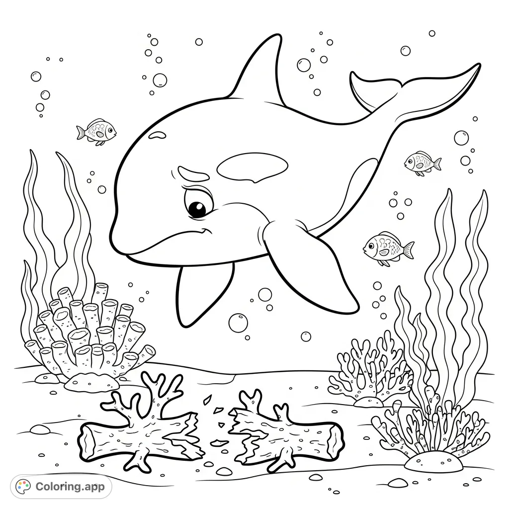 Guilty Orca Underwater Scene - Coloring.app