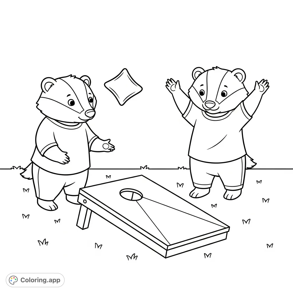 Kawaii Badgers Cornhole Fun - Coloring.app